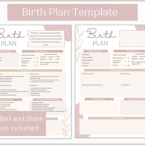 Mini Birth Plan Bundle | Editable Birth Plan| Hospital Bag Checklist ...