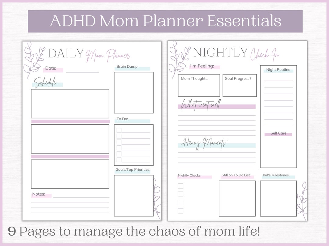 ADHD Planner for Mom Life | ADHD Daily and Weekly Planner | Wellness ...