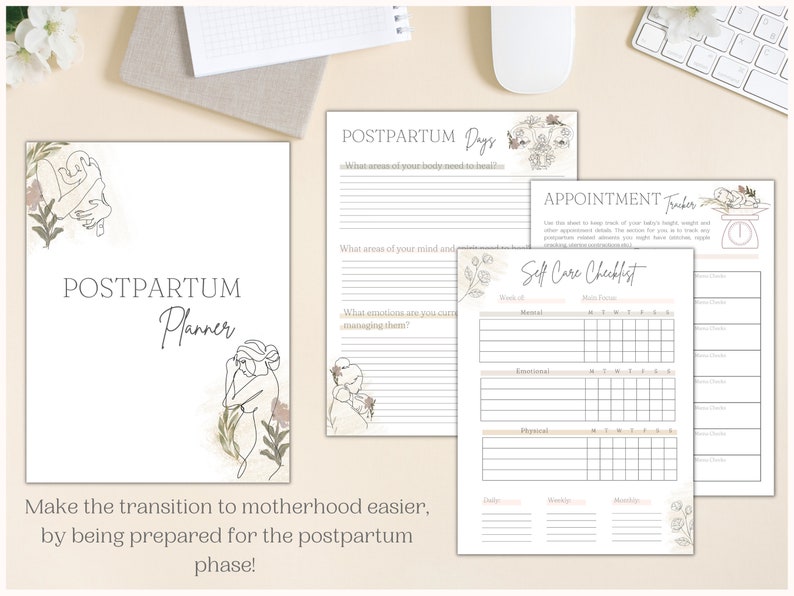Postpartum Planner Checklists and Bullet Journal New Mom Journal ...