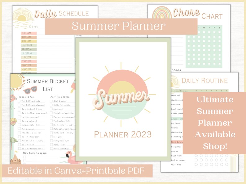 Editable Summer Bucket List Canva Template Activity Checklist for Kids ...