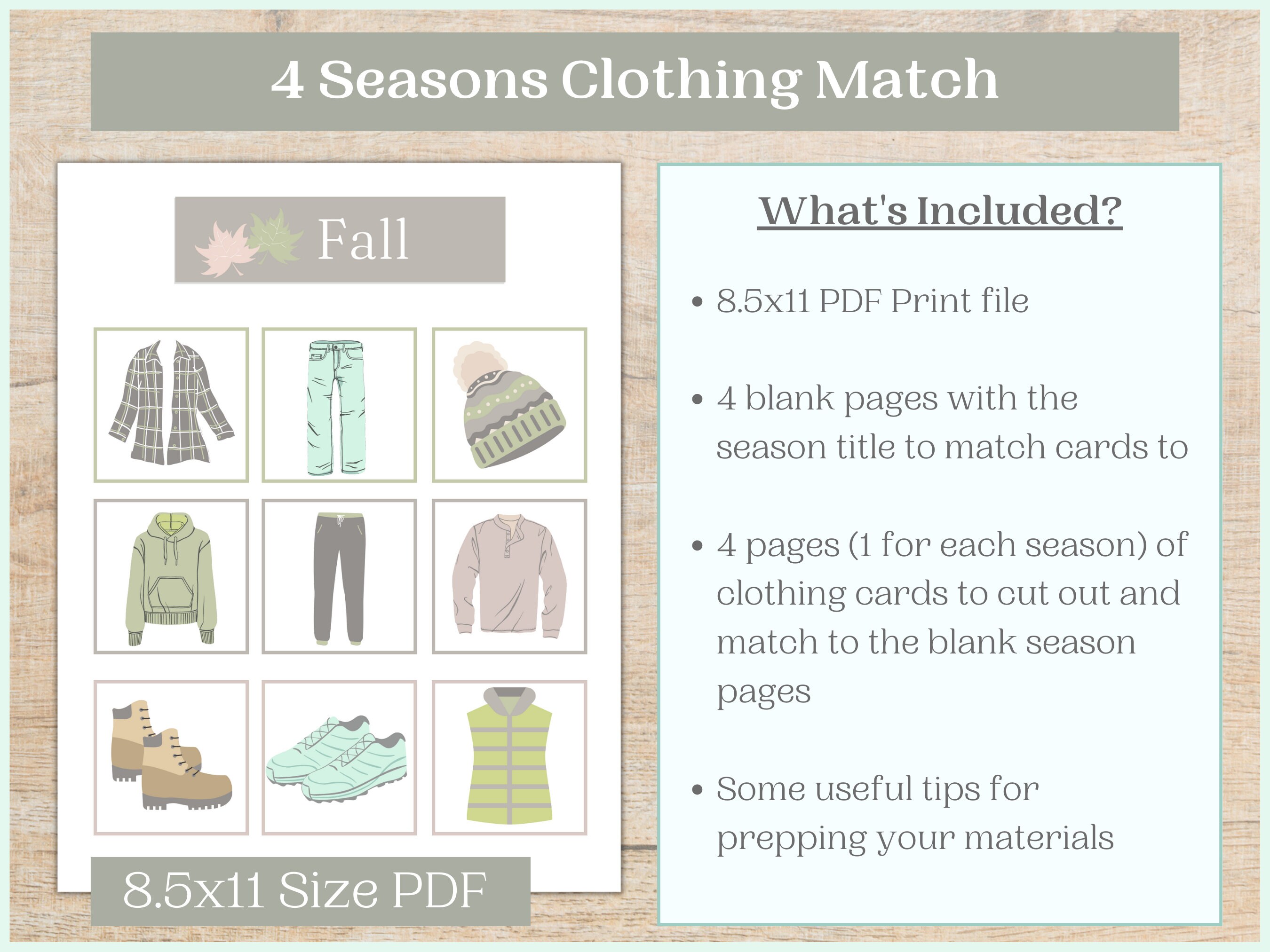 Printable Busy Book Activity Seasonal Clothing Sorting Montessori Busy ...