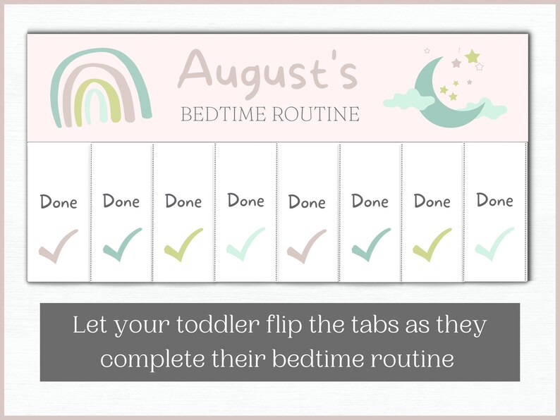Editable Toddler Bedtime Routine Chart | Printable Chore Chart for Kids ...