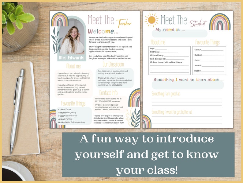 Meet the Teacher and Meet the Student, Editable Classroom Templates ...
