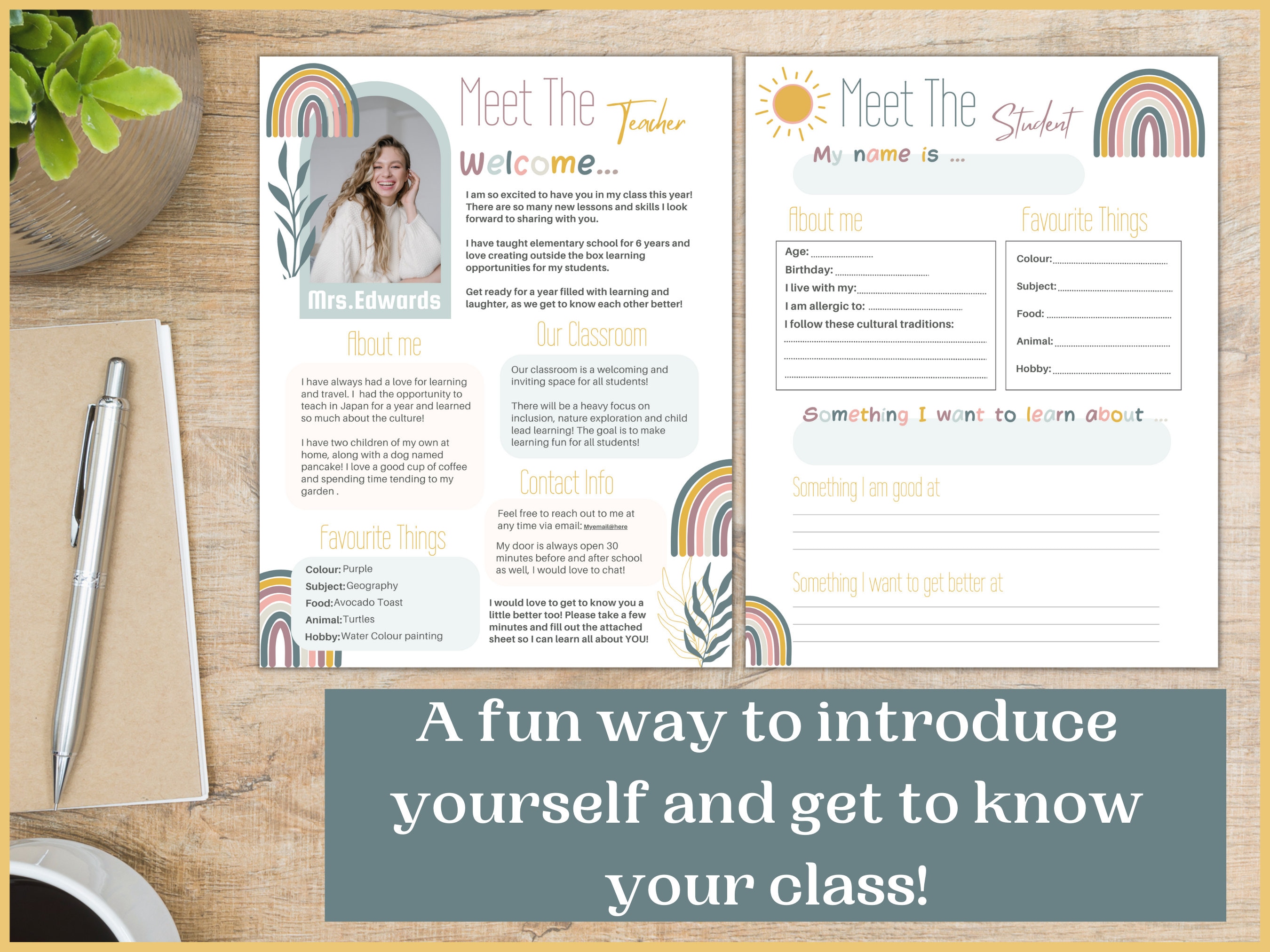 Meet the Teacher and Meet the Student, Editable Classroom Templates ...
