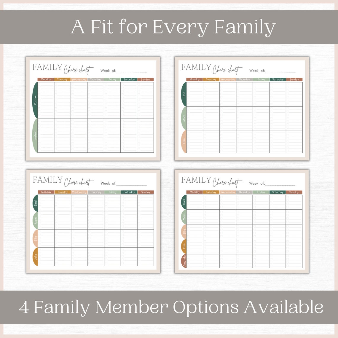 Family Chore Chart Editable Template | Adult Chore Chart Template ...
