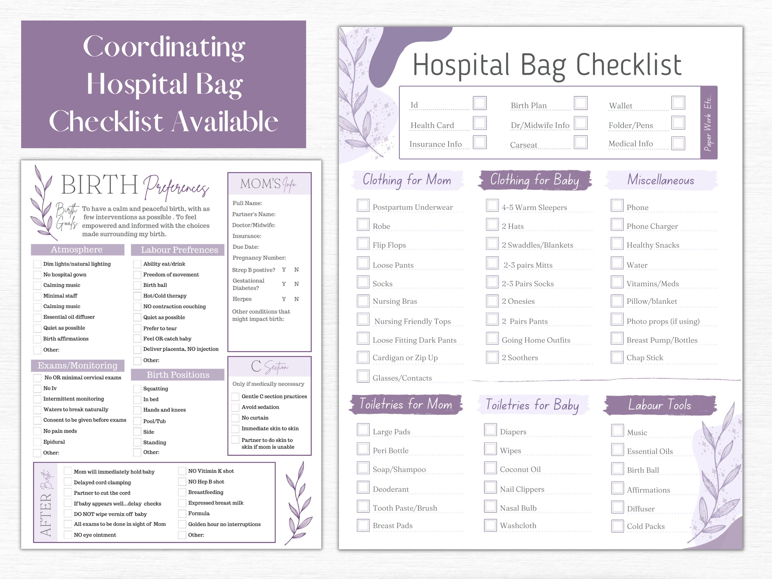 Editable Birth Plan Template |printable Birth Plan Checklist - Etsy