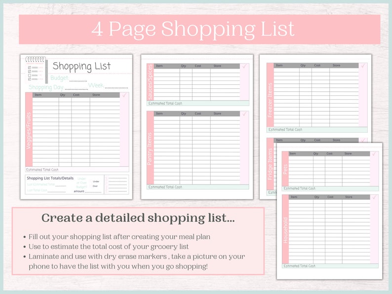 Printable Budget Meal Planner Weekly Grocery List Printable | Etsy