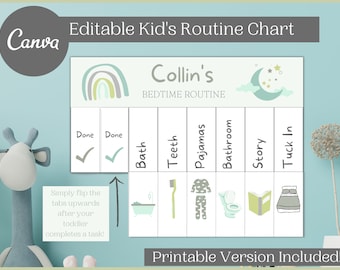 Toddler Routine, Bedtime Routine Chart, Visual Schedule, Checklist With ...