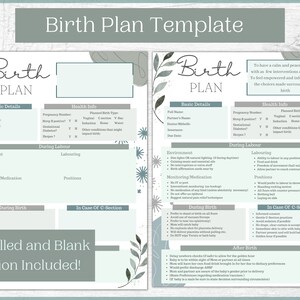 Editable Birth Plan Template and Hospital Bag Checklist Bundle - Etsy