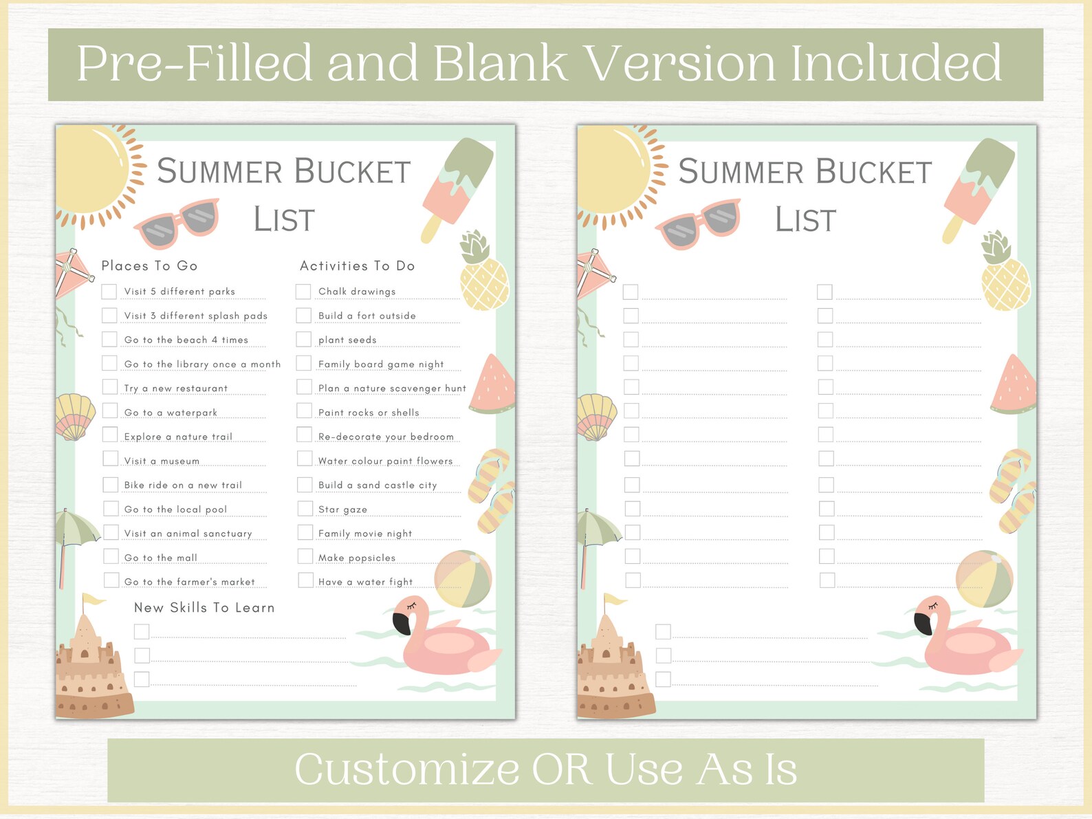 Editable Summer Bucket List Canva Template | Activity Checklist for ...