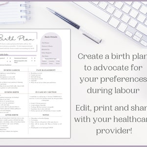 Editable Birth Plan Template | Printable Birthing Plan | Labour and ...