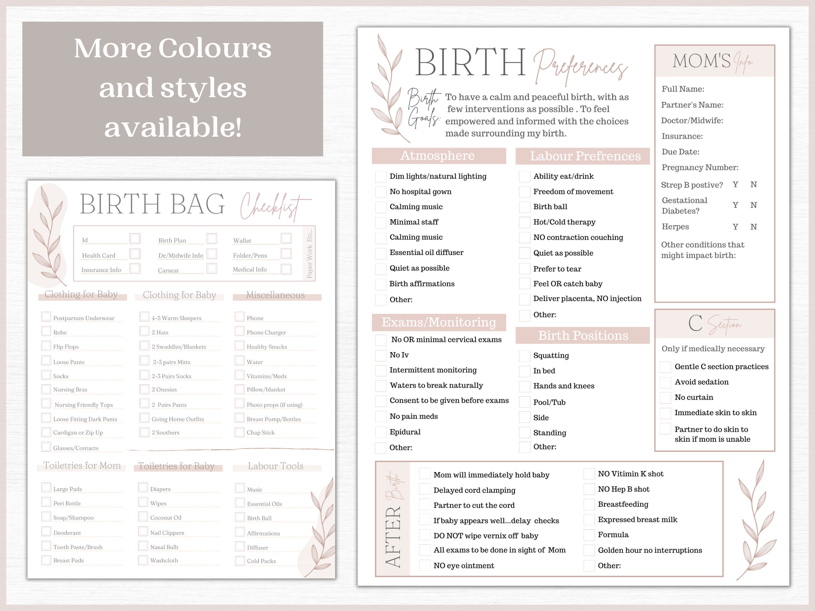 Birth Bag Packing List | Editable Hospital Bag Packing Checklist ...