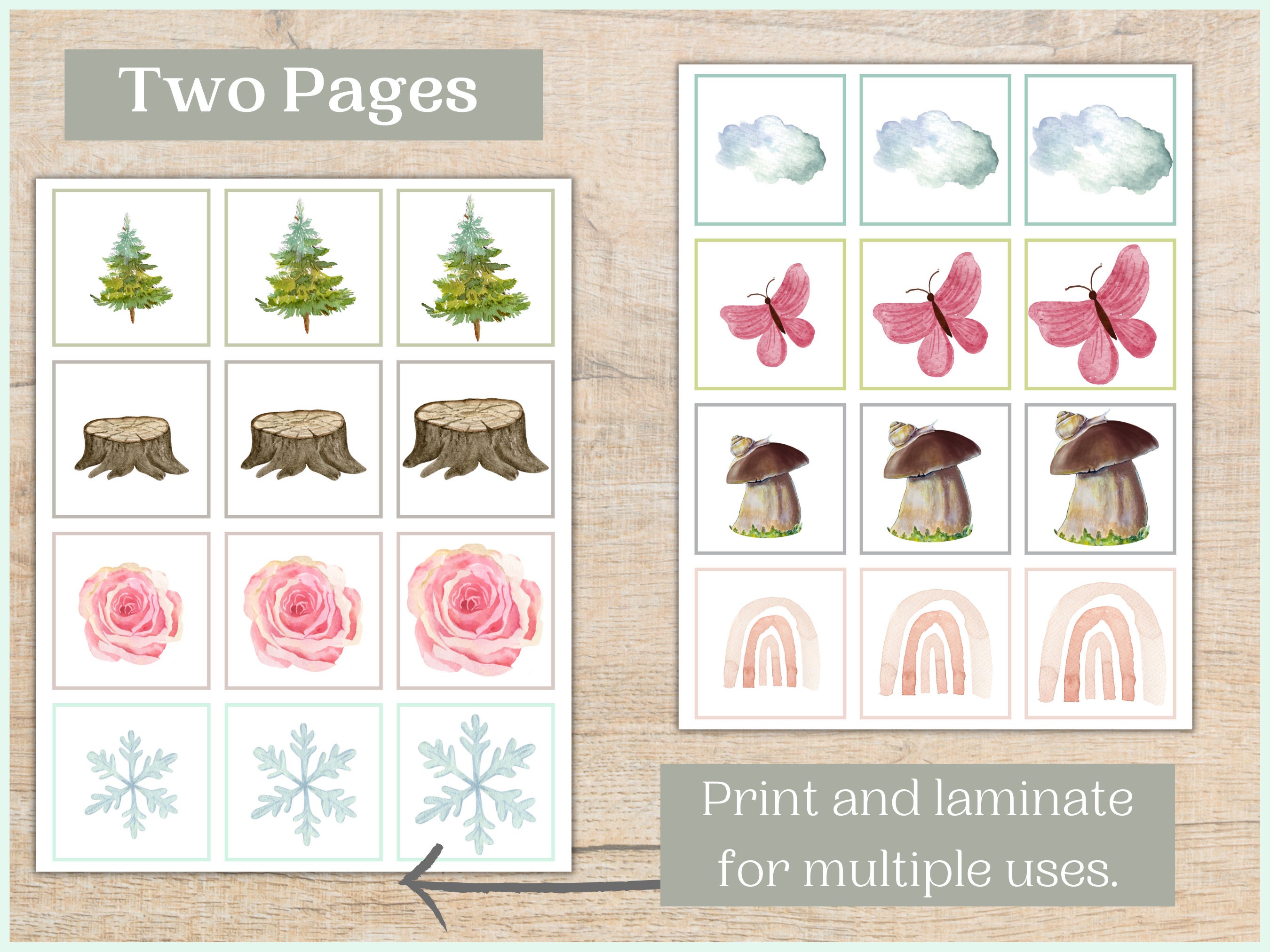 Montessori Size Recognition Cards Nature Themed Size Sorting Cards ...