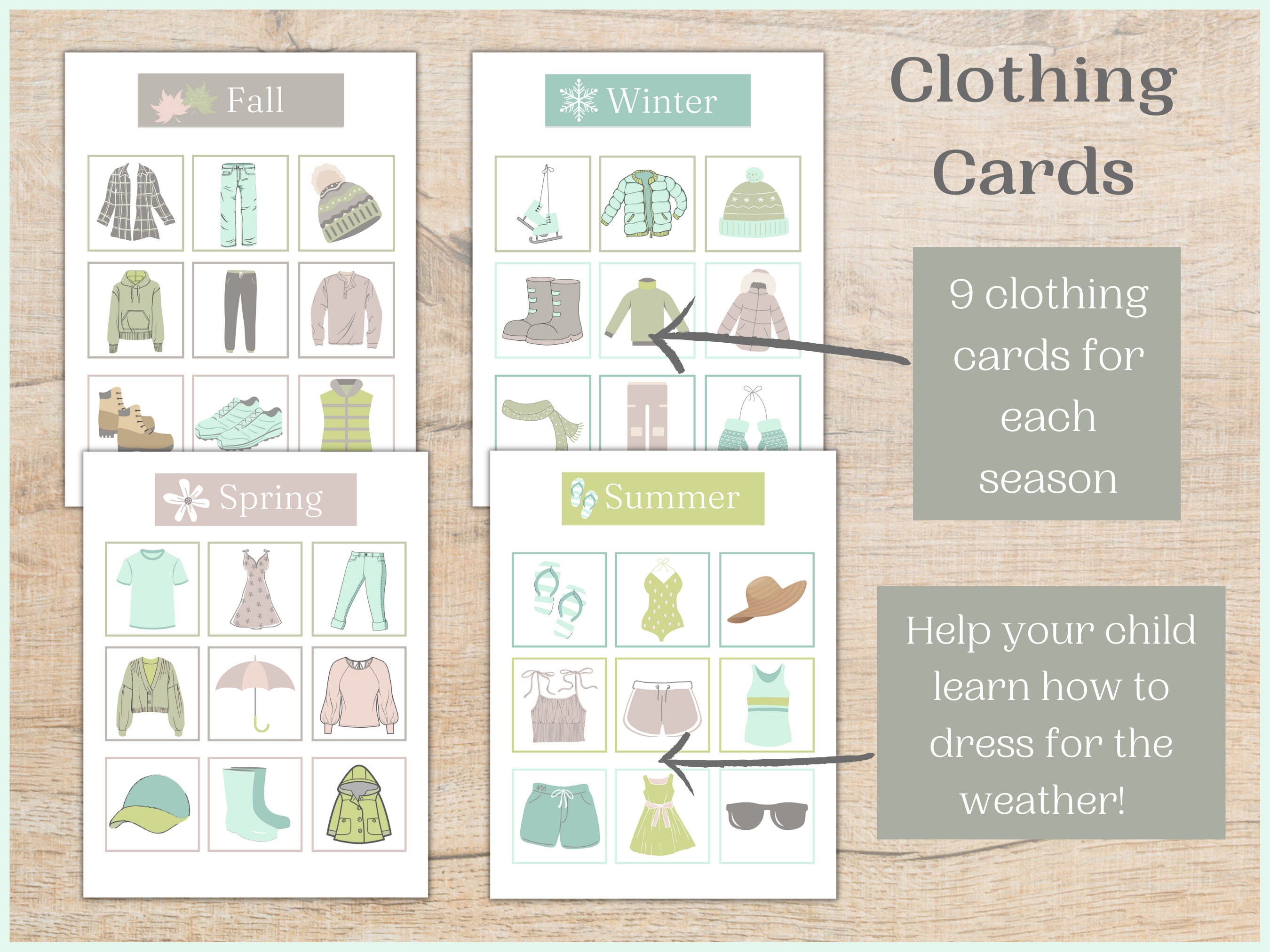 Printable Busy Book Activity Seasonal Clothing Sorting Montessori Busy ...
