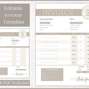 Editable Canva Invoice Template | Printable Order Form Template |small ...