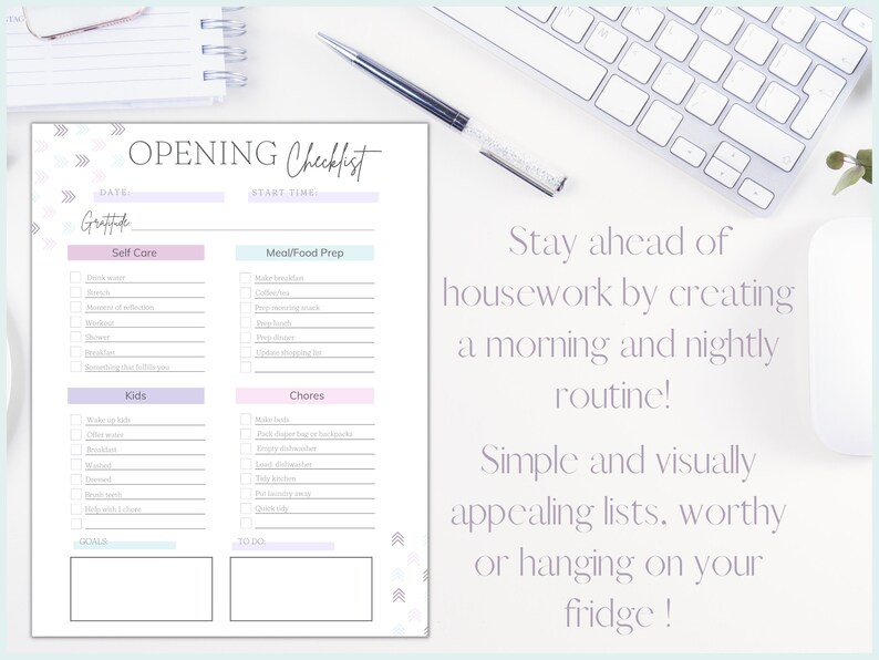 Editable Cleaning Schedule Opening and Closing Household Cleaning ...