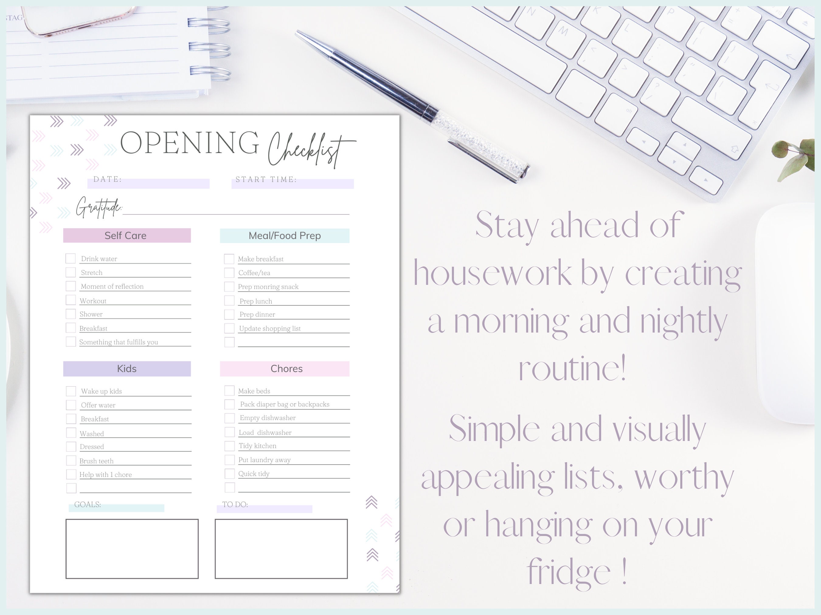 Editable Cleaning Schedule Opening and Closing Household Cleaning ...