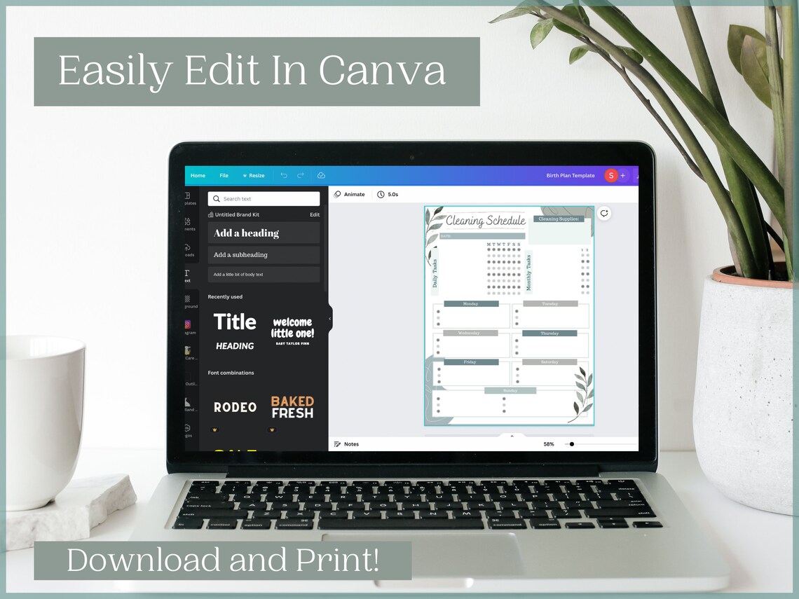 Editable Cleaning Schedule Canva Template - Etsy