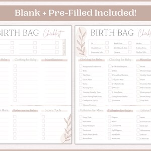 Birth Bag Packing List | Editable Hospital Bag Packing Checklist ...
