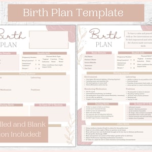 Editable Birth Plan Template and Hospital Bag Checklist Bundle - Etsy