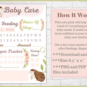 Woodland Baby Breastfeeding Tracker and Care Log | Baby Girl Woodland ...