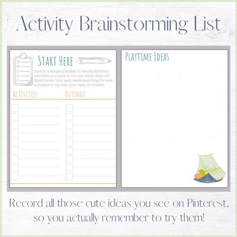 Printable Baby/toddler Activity Planner | Cute Children's Activity ...