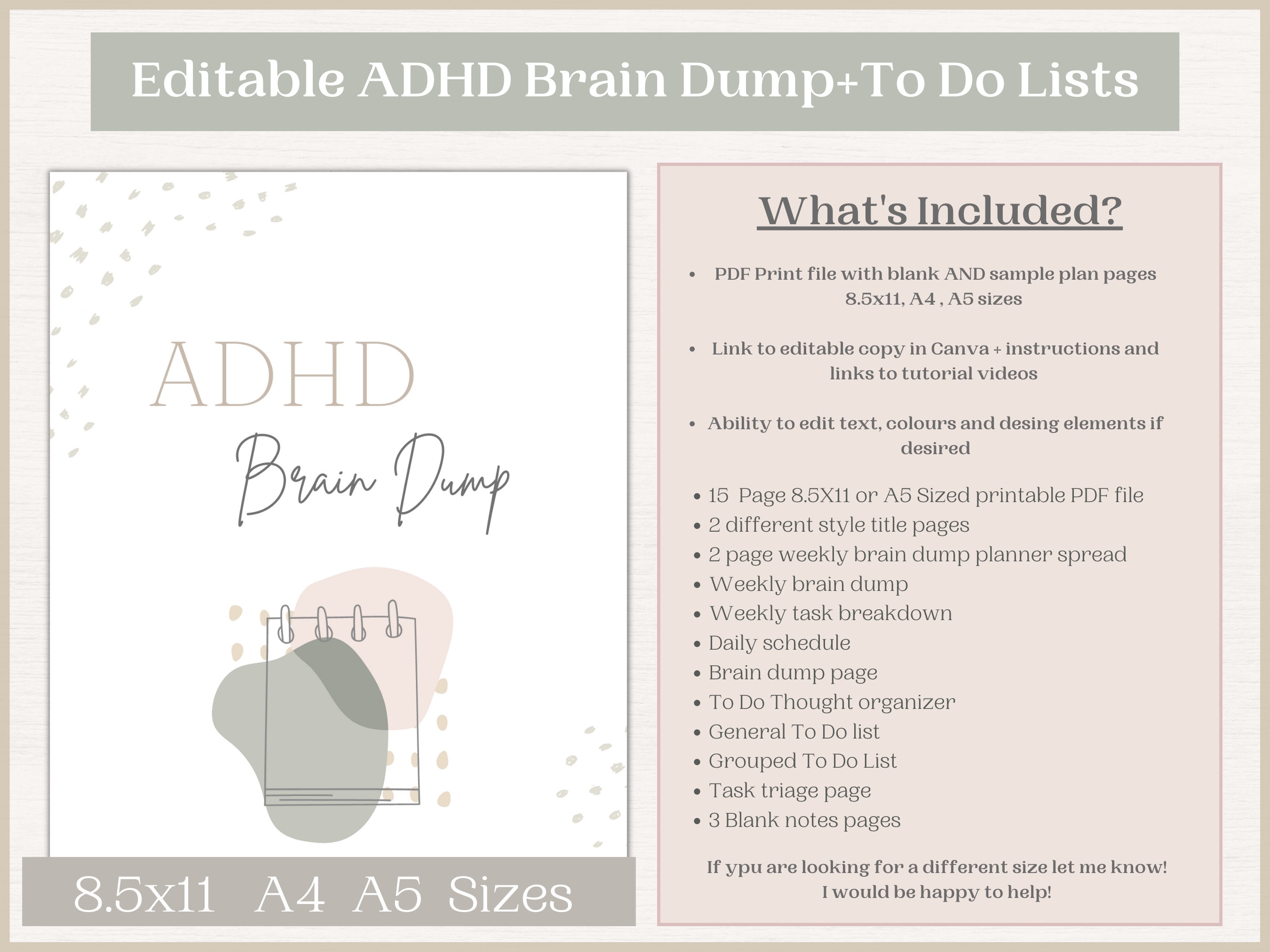 ADHD Brain Dump and to Do List Templates ADHD Productivity Planner ...