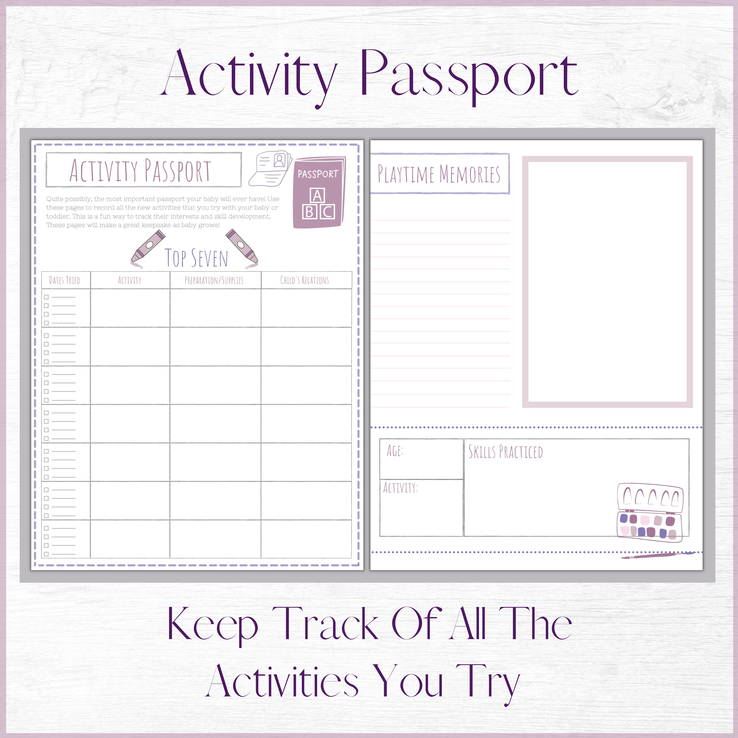 Printable Baby/toddler Activity Planner | Cute Children's Activity ...