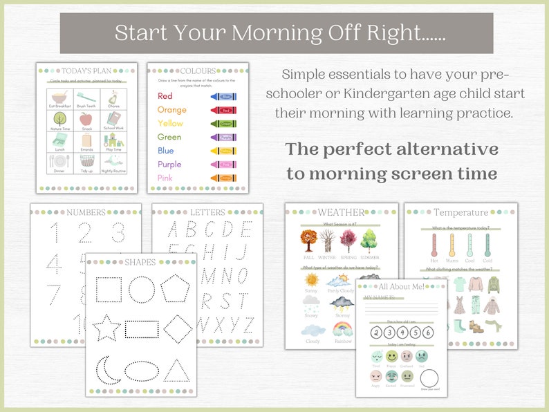 Homeschool Preschool Morning Menu Printable | Morning Menu Pages | Busy ...