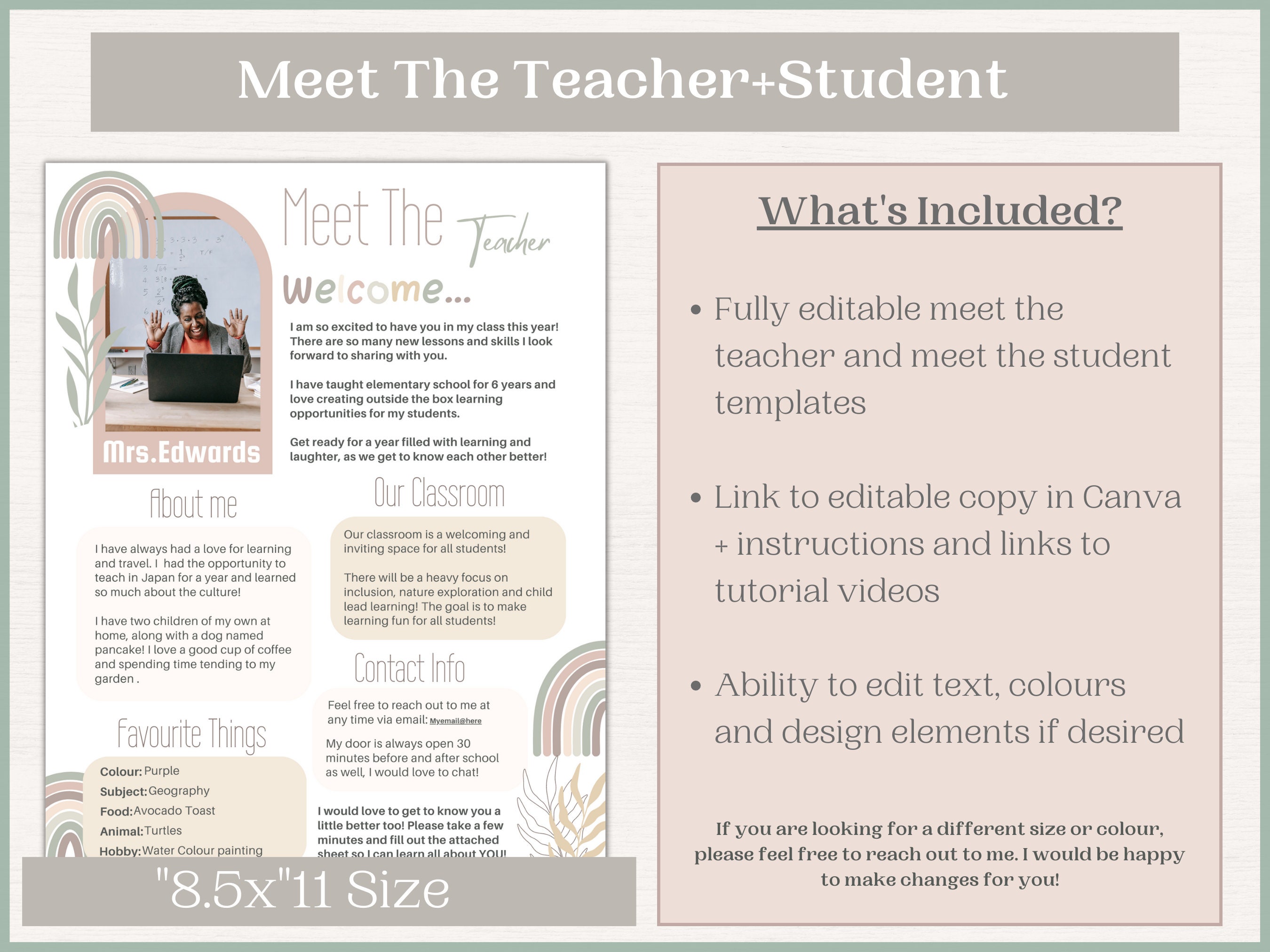 Meet the Teacher and Meet the Student, Editable Classroom Templates ...