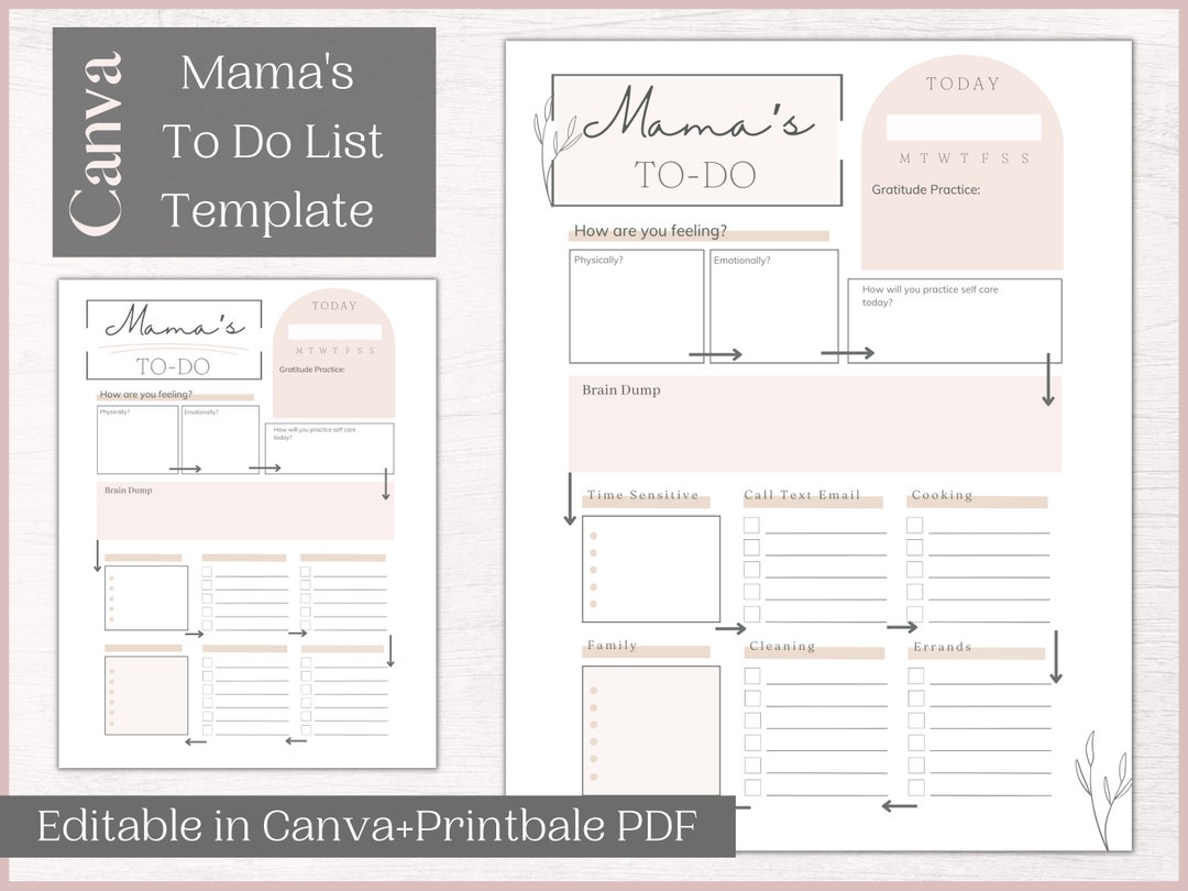 Mama's to Do List Template | ADHD Friendly Brain Dump and to Do List ...