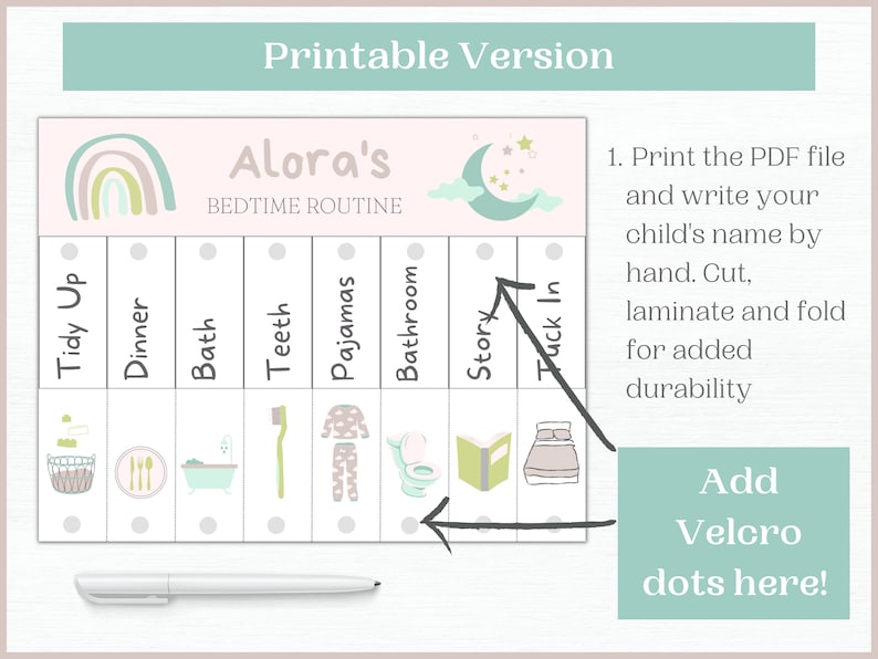 Editable Toddler Bedtime Routine Chart Printable Chore Chart - Etsy