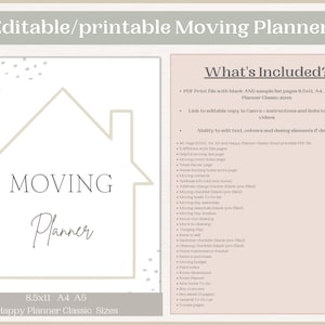 Editable Moving Planner | Moving Checklist | Printable Moving Binder ...