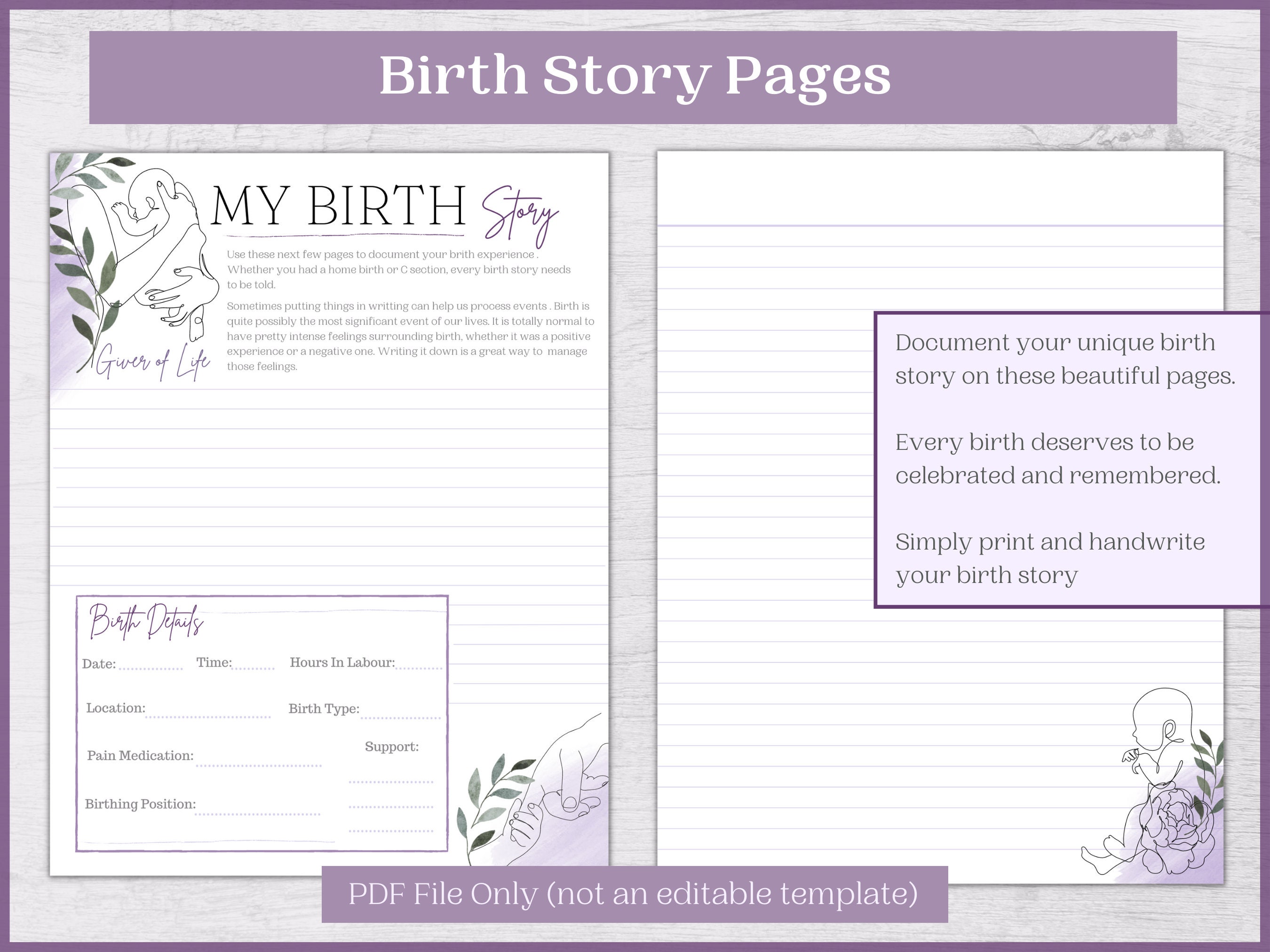 Mini Birth Plan Bundle Editable Birth Plan Hospital Bag Checklist ...