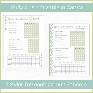 Editable Homeschool Schedule Template | Weekly Schedule and Chore Chart ...