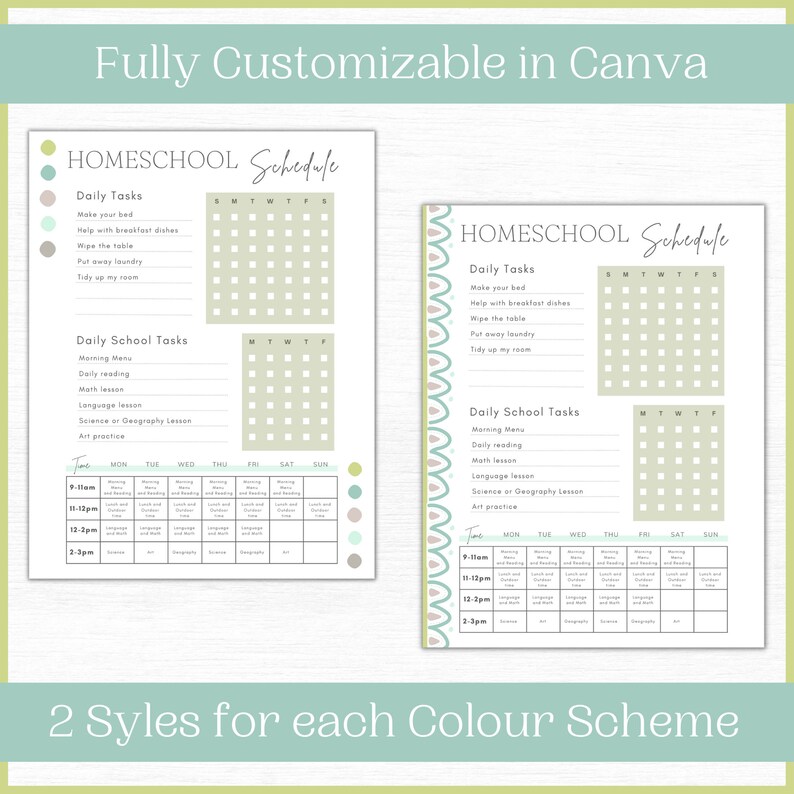 Editable Homeschool Schedule Template | Weekly Schedule and Chore Chart ...