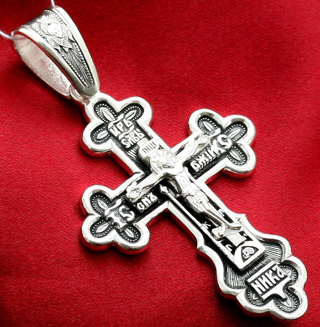 Big Russian Greek Orthodox Icon Body Coss for Men Silver 925. Save and ...