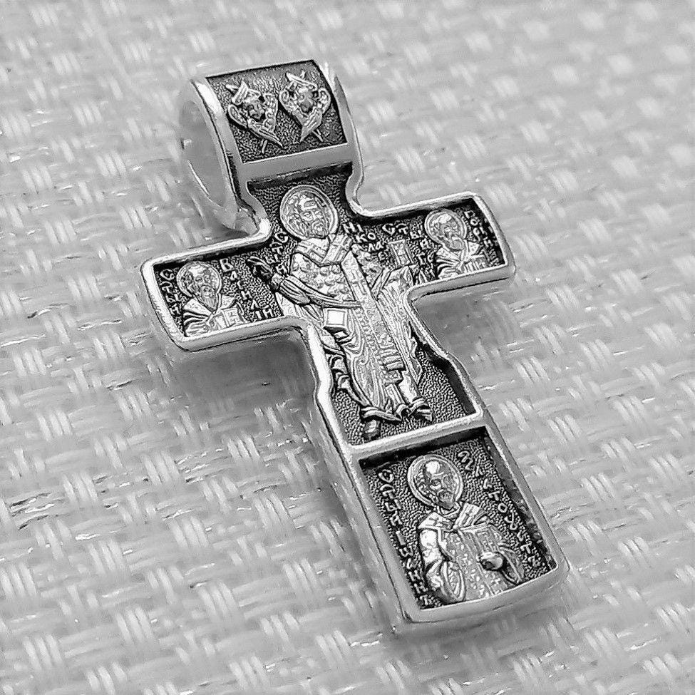 Russian Greek Men Orthodox Prayer Cross Silver 925 Christian Authentic ...