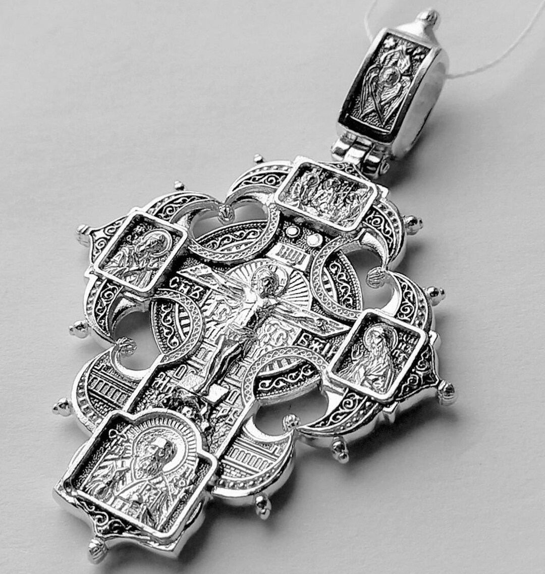 Authentic Religious Silver Cross for Men Christian Orthodox Guardian ...