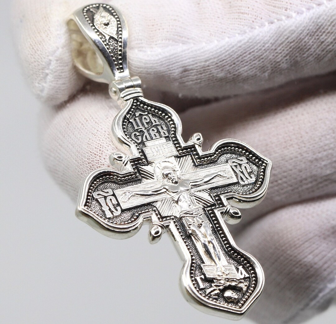 Big Russian Greek Orthodox Body Crucifix Necklace Mother of God Kazan ...