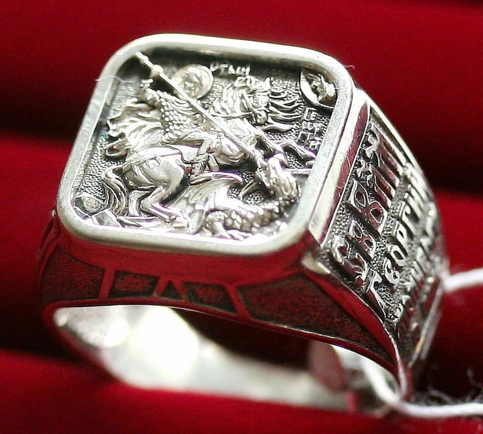 Men Orthodox Prayer Ring Christian Russian Greek St George Warrior ...