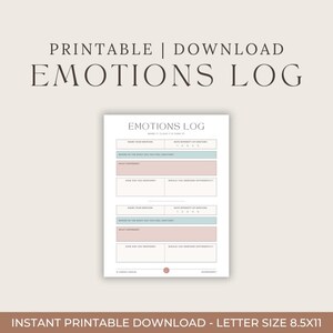 Emotions Log Instant Download Letter-sized Printable Mood Tracker ...