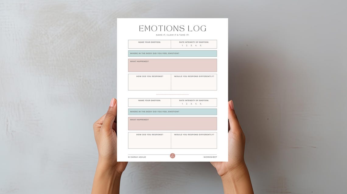 Emotions Log | Instant Download | Letter-sized Printable | Mood Tracker ...