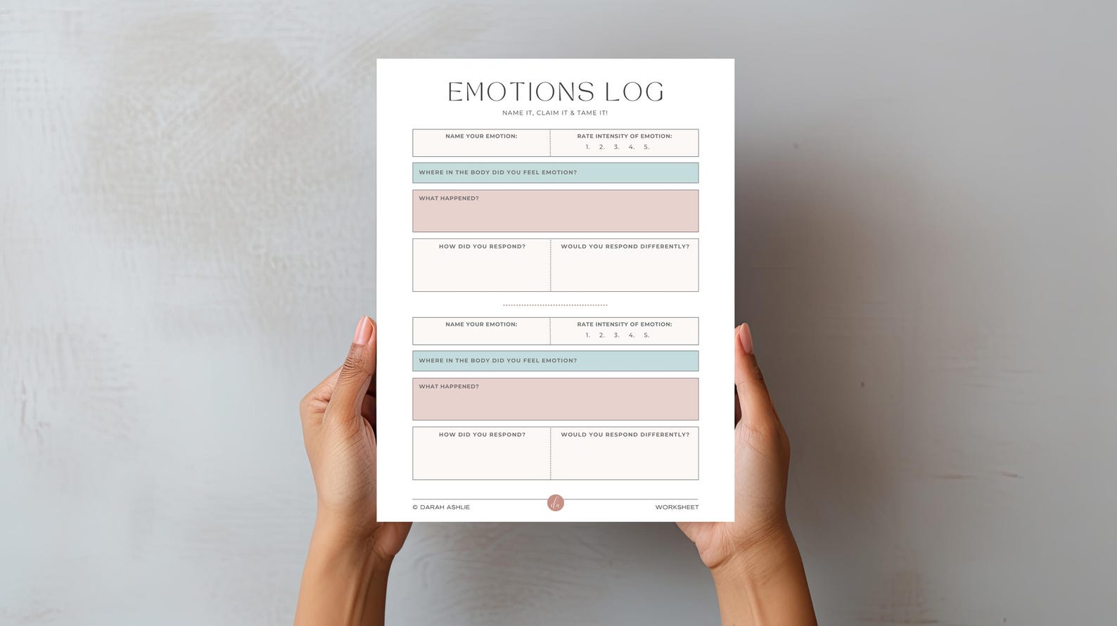 Emotions Log | Instant Download | Letter-sized Printable | Mood Tracker ...
