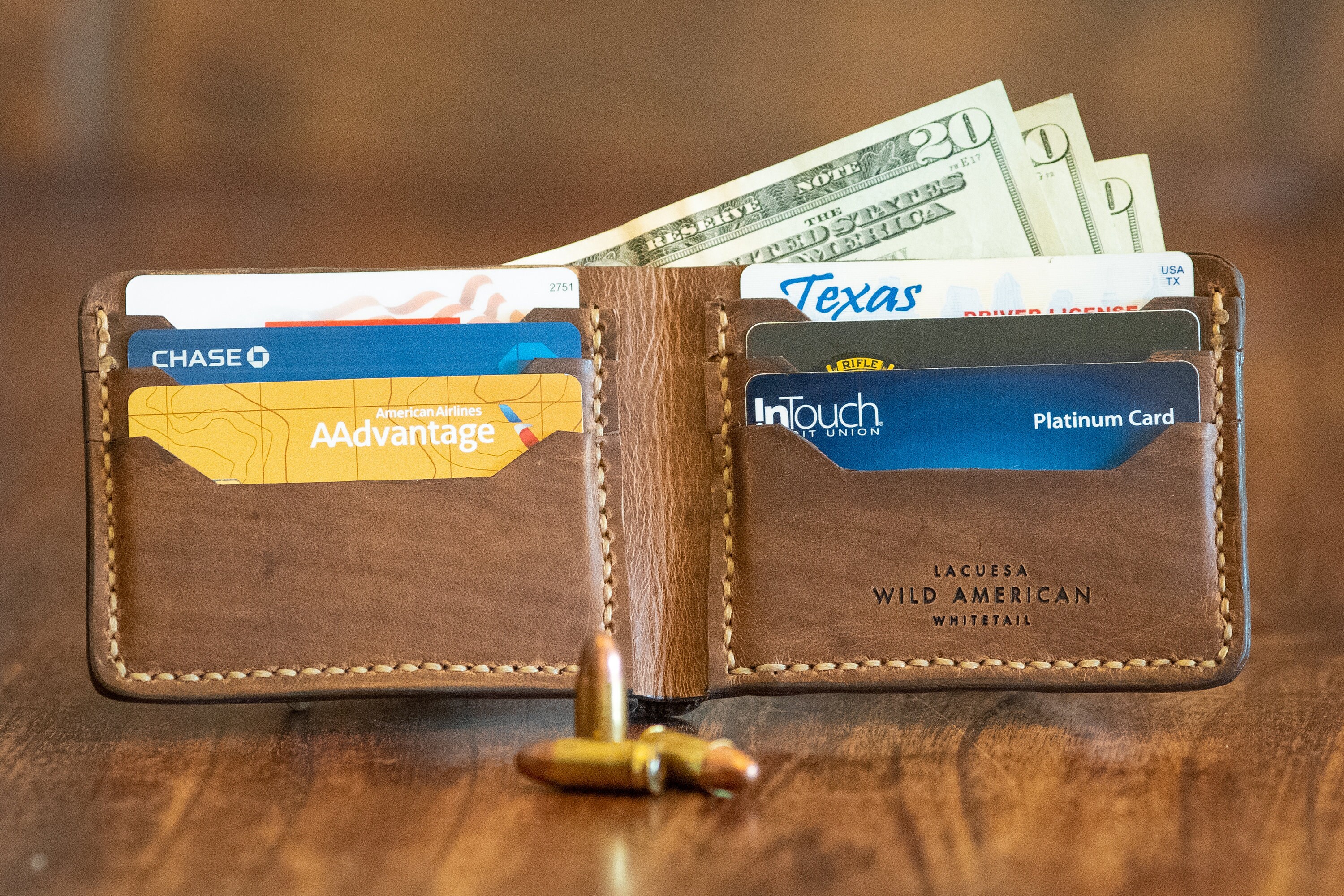 Whitetail Deerskin Hand Stitched Mens Full Grain Minimalist 6 Card ...