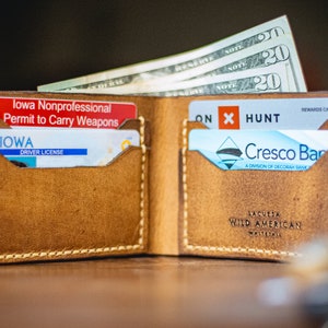 Whitetail Deerskin Hand Stitched Mens Full Grain Minimalist Bifold ...