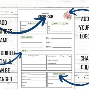 Custom Fiber Arts Order Form Knitting Order Form Crochet Small Business ...