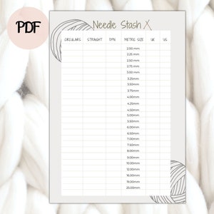 Knitting Needle Inventory Printable and Fillable PDF Downloadable ...