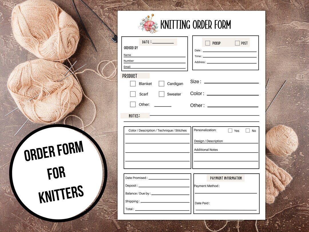 PRINTABLE KNITTING Order Form Knitting Business Order Form Knitting ...