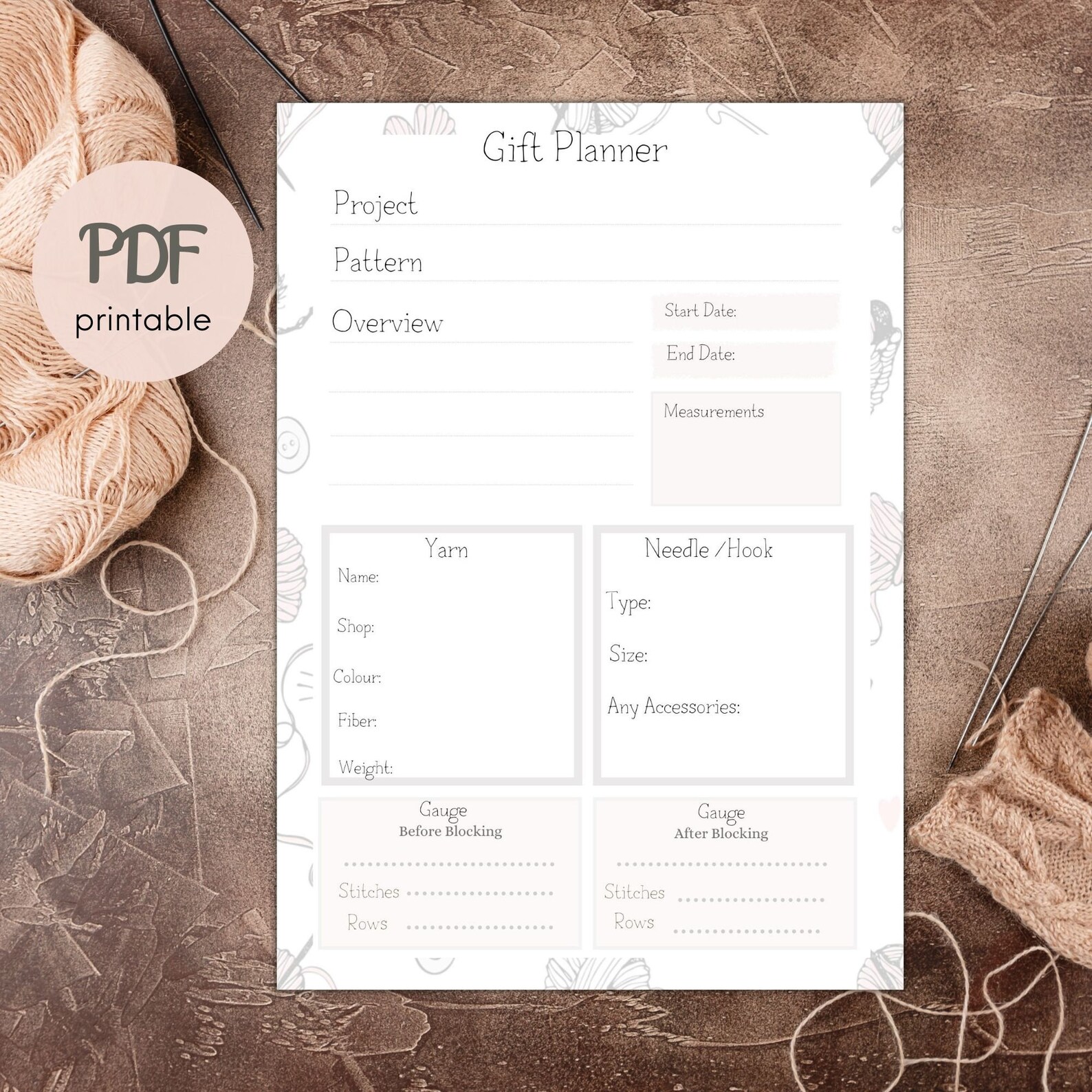 Crochet Project Pages Crochet Planner Printable Crochet - Etsy